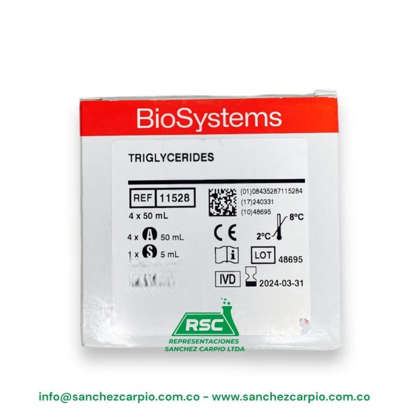 Trigliceridos 4 x 50 ml - Biosystems - Representaciones Sánchez Carpio Ltda