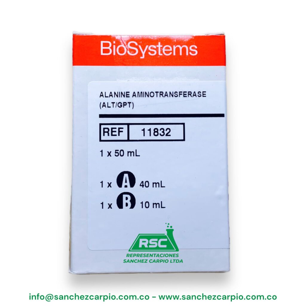 Alanina Aminotransferasa (ALT/GPT) x 50 ml - Biosystems - Representaciones Sánchez Carpio Ltda
